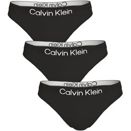 Tanga "THONG 3PK", Damen, Gr. L (40), schwarz, schwarz, schwarz, Jersey, Obermaterial: 95% Baumwolle, 5% Elasthan, Calvin Klein Underwear, unifarben, k&ouml;rpernah, Unterhosen Tanga, K&ouml;rpernahe Passform mit elastischem Bund, Topseller