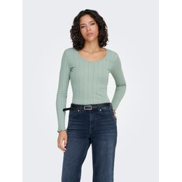 Langarmshirt Only "ONLTENNA O-NECK L/S TOP JRS NOOS", Damen, Gr. L, jadeite, Jersey, Obermaterial: 50% Baumwolle, 50% Polyester, unifarben, regular fit normal, Rundhals, Shirts Langarmshirt, Topseller