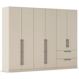 Kleiderschrank Rauch "Dreht&uuml;renschrank Schrank Garderobe W&auml;scheschrank Schlafzimmer AVOLA", beige (beige (champagner)), B:271cm H:210cm T:54cm, Holzwerkstoff, Schr&auml;nke, Kleiderschrank, mit hochwertigen Stangengriffen aus Metall in Schwarz MADE IN GERMANY
