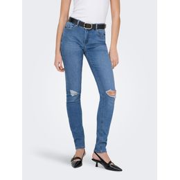 Skinny-fit-Jeans Only "ONLSUMI MID WAIST KNEE DES SK DNM BOX", Damen, Gr. L, L&auml;nge 30, light blau denim, Denim/Jeans, Obermaterial: 65% Baumwolle, 18% Polyester, 15% Viskose, 2% Elasthan, Destroyed-Effekte, unifarben, skinny fit lang, Jeans Skinny-fit-Jeans, Destroyed Effekte