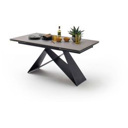 Esstisch MCA furniture "Kobe", grau (anthrazit, schwarz matt lackiert, anthrazit), B:160cm H:75cm T:90cm, Keramik-Sicherheitsglas-Metall Gestell, Tische, Esstisch, Esstisch Glas-Keramik mit Stirnauszug