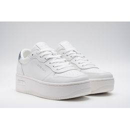 Plateausneaker Replay, Damen, Gr. 41, wei&szlig;, Leder, unifarben mit Farbeinsatz, Schuhe Plateausneaker, Halbschuh, Freizeitsneaker, Schn&uuml;rschuh in cleaner Optik