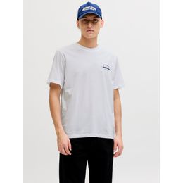 Jack & Jones Rundhalsshirt JACK & JONES "JJBRANDON TEE SS CREW NECK", Herren, Gr. S, hellwei&szlig; print:small print, Jersey, Obermaterial: 100% Baumwolle, bedruckt, regular fit, Rundhals, Shirts Rundhalsshirt