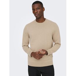 Only & Sons Rundhalspullover ONLY & SONS "ONSREX LIFE REG 12 CREW KNIT", Herren, Gr. M, silber lining, Strick, Obermaterial: 70% Baumwolle, 30% Polyester, unifarben, regular fit, Rundhals, Rippb&uuml;ndchen, Pullover Rundhalspullover