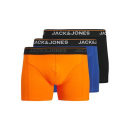Jack & Jones Trunk JACK & JONES "JACTHEODORE SOLID TRUNKS 3 PACK SN", Herren, Gr. M, 3 Stk., beaucoup blau pack:orange peel, schwarz, Jersey, Obermaterial: 95% Baumwolle, 5% Elasthan, bequem, Unterhosen Trunk
