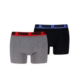 Boxershorts Puma "Puma MEN EVERYDAY BASIC BOXERS 2P", Herren, Gr. S, grau, rot, royal sapphire, Jersey, Obermaterial: 95% Baumwolle, 5% Elasthan, k&ouml;rpernah, Unterhosen Boxershorts, mit Puma Webbund, Topseller