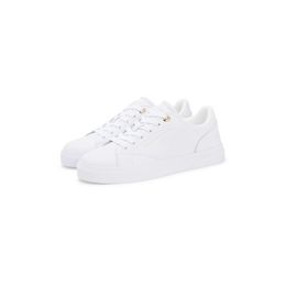 Plateausneaker Tommy Hilfiger "TH CHIC SNEAKER", Damen, Gr. 42, wei&szlig;, Leder, Schuhe Plateausneaker, Freizeitschuh, Halbschuh, Schn&uuml;rschuh mit Ziern&auml;hten