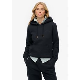 Kapuzensweatshirt Superdry "Essential Logo Emb Hood Hb", Damen, Gr. M, eclipse navy, Sweatware, Obermaterial: 100% Baumwolle, unifarben, Rundhals, Rippb&uuml;ndchen, Sweatshirts Kapuzensweatshirt