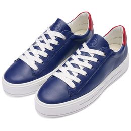 Plateausneaker Ara "CANBERRA", Damen, Gr. 8 (42), dunkelblau, cherry, Glattleder, unifarben mit Farbeinsatz, Schuhe Plateausneaker, Freizeitschuh, Halbschuh, Schn&uuml;rschuh in Komfortweite G (= weit)