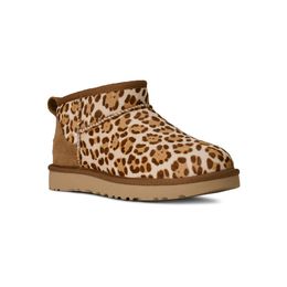 UGG Australia Schlupfboots UGG "CLASSIC ULTRA MINI PLAINS", Damen, Gr. 10 (41), leo, Rindshaar, Veloursleder, Schuhe Schlupfboots, Boots, High Top-Boots mit praktischer Anziehlasche