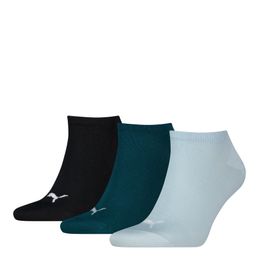 Sneakersocken Puma "Puma UNISEX SNEAKER PLAIN 3P", Damen, Gr. 35-38, emerald ice, fresh water, Baumwollmischung, Socken Sneakersocken, mit kleinem Logo