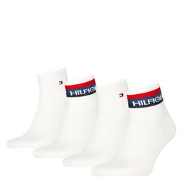 Kurzsocken Tommy Hilfiger "TH MEN QUARTER 4P SPORT TH LOGO ECOM", Herren, Gr. 43-46, wei&szlig;, Obermaterial: 70% Baumwolle, 29% Polyamid, 1% Elasthan, Socken Kurzsocken