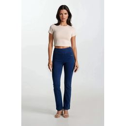 Jeansjeggings Freddy "NOW CORE MEDIUM FLARE full lenght", Damen, Gr. XL (42), N-Gr, dunkelblau, blau seams, Denim/Jeans, Obermaterial: 82% Viskose, 18% Elasthan, figurbetont, Jeans Jeansjeggings, mit Lifting & Shaping Effekt