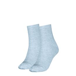 Kurzsocken Tommy Hilfiger "TH WOMEN CASUAL SHORT SOCK 2P", Damen, Gr. 39-42, light blau melange, Baumwollmischung, normal, Socken Kurzsocken, Mit flacher Zehennaht