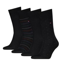 Socken Tommy Hilfiger "TH MEN SOCK 4P GIFTBOX", Herren, Gr. 43-46, schwarz, Obermaterial: 69% Baumwolle, 30% Polyamid, 1% Elasthan, Socken Socken, Topseller