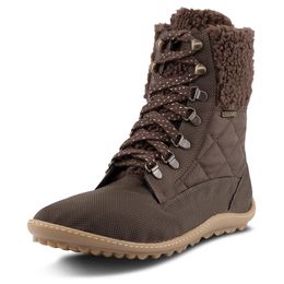 Barfu&szlig;schuh Leguano "NICEBARE", Damen, Gr. 39, dunkelbraun, Textil, Schuhe Barfu&szlig;schuh, Schn&uuml;rschuh, Winterboots mit Fellimitat am Schaftrand