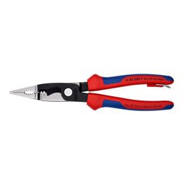 Knipex 13 82 200 T BK Elektro-Installationszange mit Befestigungs&ouml;se schwarz atramentiert 200 mm)