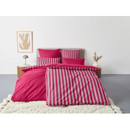Wendebettw&auml;sche OTTO HOME "Greta", lila (beere), B/L: 135cm x 200cm, 1 Stk., 1 Stk., Renforc&eacute;, B/L: 80cm x 40cm, 2 Stk., Renforc&eacute;, Obermaterial: 100% Baumwolle, Bettw&auml;sche, Wendebettw&auml;sche, Bettw&auml;sche mit Streifen in verschiedenen Qualit&auml;ten, ab 135x200 cm