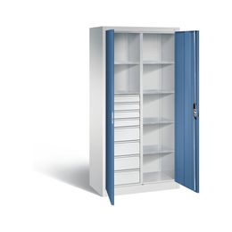 C+P Werkzeugschrank Acurado, H1950xB930xT500mm, Front Fernblau, Korpus Lichtgrau (8921-305) ; C + P M&ouml;belsysteme (8921-305|S10172)