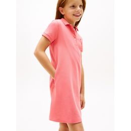 Polokleid Tommy Hilfiger "ESSENTIAL POLO DRESS", M&auml;dchen, Gr. 7 (122), N-Gr, tropical blush, Web, Obermaterial: 96% Baumwolle, 4% Elasthan, unifarben, regular fit kniefrei, Rundhals, eingesetzt abgesteppte Kante, Kleider Polokleid, Kinder bis 16 Jahre, regular fit