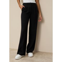 Anzughose Tamaris, Damen, Gr. 38, N-Gr, schwarz, Web, Obermaterial: 63% Polyester, 33% Viskose, 4% Elasthan, unifarben, l&auml;ssig geschnitten lang, Hosen Anzughose, mit weitem Bein