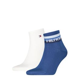 Kurzsocken Tommy Hilfiger "TH MEN QUARTER 2P SPORT TH LOGO", Herren, Gr. 39-42, blau, Obermaterial: 65% Baumwolle, 34% Polyamid, 1% Elasthan, Socken Kurzsocken