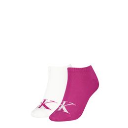 Sneakersocken Calvin Klein Jeans "CKJ WOMEN SNEAKER MONOGRAM", Damen, Gr. 39-42, fuchsia, Obermaterial: 70% Baumwolle, 26% Polyester, 2% Elasthan, 1% Polyamid, 1% sonstige Fasern, normal, Socken Sneakersocken, Rippenb&uuml;ndchen, Logostickerei vorn