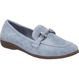 Slipper Josef Seibel "Fenja 34", Damen, Gr. 42, skyblau, Veloursleder, Schuhe Slipper, Schlupfschuh, Businessschuh, Komfortschuh in Weite G (=weit)