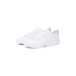 Sneaker Tommy Hilfiger "HARLEM STREET LTH", Herren, Gr. 44, wei&szlig;, Leder, Lederimitat, Schuhe Sneaker, Freizeitschuh, Halbschuh, Schn&uuml;rschuh mit TH-Logo -klein ausfallend