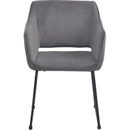 Schalenstuhl Sit "T-VELVET ARMCHAIR", grau (basaltgrau), B:56cm H:82cm T:61cm, Modischer Samtstoff STC (100% Polyester), St&uuml;hle, Schalenstuhl