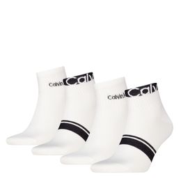 Kurzsocken Calvin Klein "CK MEN QUARTER 4P LOGO STRIPE ECOM", Herren, wei&szlig;, Obermaterial: 68% Baumwolle, 30% Polyamid, 2% Elasthan, Socken Kurzsocken