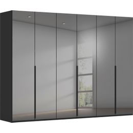 Dreht&uuml;renschrank Rauch "Kleiderschrank Schrank Garderobe W&auml;scheschrank BESTSELLER MONTCLAR", schwarz, grauspiegel, griffe schwarz, B:301cm H:223cm T:60cm, Holzwerkstoff, Schr&auml;nke, Dreht&uuml;renschrank, Front in Glas/Hochglanz/Dekor/Grauspiegel in 5 Breiten MADE IN GERMANY