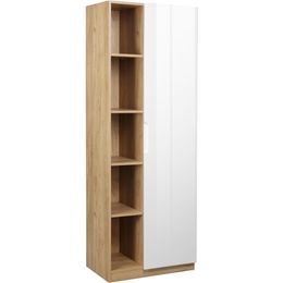 Aktenschrank OTTO HOME "Lund", wei&szlig; (eichefarben, wei&szlig; hochglanz), B:64,5cm H:180cm T:38cm, FSC-zertifizierter Holzwerkstoff, Schr&auml;nke, Aktenschrank, mit Griffmulde & Hochglanzfront, 10 F&auml;cher, H&ouml;he 180 cm