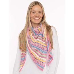 Dreieckstuch Zwillingsherz "Hippie", Damen, pink orange, Strick, Materialmix, gestreift, Modet&uuml;cher Dreieckstuch, buntes Muster, Strick, w&auml;rmend