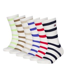 Socken Tommy Hilfiger "TH KIDS SOCK 6P BRETON ECOM", M&auml;dchen, Gr. 35-38, multicolor, Obermaterial: 73% Baumwolle, 25% Polyamid, 2% Elasthan, Socken Socken