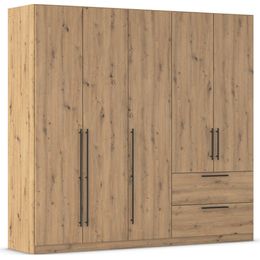 Kleiderschrank Rauch "Dreht&uuml;renschrank Schrank Garderobe W&auml;scheschrank Schlafzimmer AVOLA", braun (eiche artisan), B:226cm H:210cm T:54cm, Holzwerkstoff, Schr&auml;nke, Kleiderschrank, mit hochwertigen Stangengriffen aus Metall in Schwarz MADE IN GERMANY