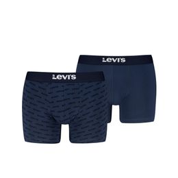 Levi's Boxershorts LEVI'S "LEVIS MEN LOGO AOP BOXER BRIEF 2P", Herren, Gr. M, navy, Single Jersey, Obermaterial: 95% Baumwolle, 5% Elasthan, k&ouml;rpernah, Unterhosen Boxershorts