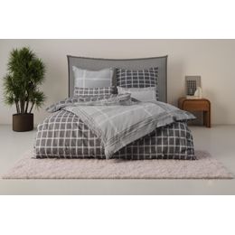 Wendebettw&auml;sche Bruno Banani "Tova", grau, B/L: 155cm x 220cm, 1 Stk., 1 Stk., Renforc&eacute;, B/L: 80cm x 80cm, 2 Stk., Renforc&eacute;, Obermaterial: 100% Baumwolle, Bettw&auml;sche, Wendebettw&auml;sche, in Gr. 135x200 oder 155x220 cm, 100% Baumwolle, Karo-Design