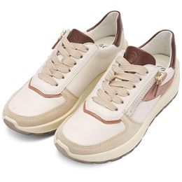 Plateausneaker Ara "NEW YORK", Damen, Gr. 5 (38), creme, sand, Glattleder, Veloursleder, kontrastfarbene Details, Schuhe Plateausneaker, Plateau, Freizeitschuh, Halbschuh, Schn&uuml;rer, Kontrastbes&auml;tze, H-Weite