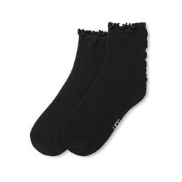 UGG Australia Socken UGG "KARSYN LETTUCE EDGE QUARTER II", Damen, schwarz, Materialmix, unifarben, Socken Socken, Str&uuml;mpfe mit UGG-Markenlogo