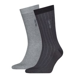 Socken Calvin Klein "CK MEN SOCK 2P PINSTRIPE", Herren, Gr. - (40/46), grau (dunkelgrau), Obermaterial: 67% Baumwolle, 31% Polyamid, 2% Elasthan, Socken Socken