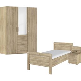 Schlafzimmer-Set Rauch "Komplettschlafzimmer Schlafzimmer EVELYN", braun (eiche sonoma), Bett 100x200cm + ohne Matratze, B/H: 100cm x 200cm, Bett 100x200cm, Holzwerkstoff, Schlafzimmerm&ouml;bel-Sets, Schlafzimmer-Set, Schrank und Bett in 2 Breiten, Nachttisch mit Paneel MADE IN GERMANY