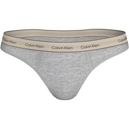 Tanga "THONG", Damen, Gr. S (36), grau heather, Jersey, Obermaterial: 90% Baumwolle, 10% Elasthan, Calvin Klein Underwear, meliert, k&ouml;rpernah, Unterhosen Tanga, K&ouml;rpernahe Passform mit elastischem Bund