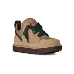 UGG Australia Plateausneaker UGG "LOWMEL", Herren, Gr. 11 (44), taupe, Synthetik, Textil, Veloursleder, Schuhe Plateausneaker, Halbschuh, Schn&uuml;rschuh mit gepolstertem Schaftrand