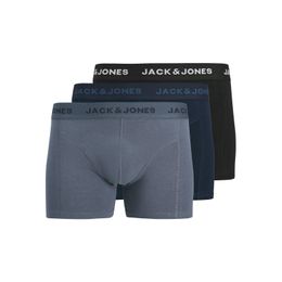 Jack & Jones Trunk JACK & JONES "JACJEREMIAH SOLID TRUNKS 3 PACK", Herren, Gr. L, 3 Stk., navy blazer pack:schwarz, vintage indigo, Jersey, Obermaterial: 95% Baumwolle, 5% Elasthan, unifarben, bequem, Unterhosen Trunk