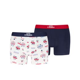 Levi's Boxershorts LEVI'S "LEVIS MEN FRUITY AOP BOXER BRIEF 2P", Herren, Gr. M, wei&szlig;, navy, Single Jersey, Obermaterial: 95% Baumwolle, 5% Elasthan, k&ouml;rpernah, Unterhosen Boxershorts
