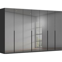 Dreht&uuml;renschrank Rauch "Kleiderschrank Schrank Garderobe W&auml;scheschrank BESTSELLER MONTCLAR", schwarz, grauspiegel, griffe schwarz, B:350cm H:223cm T:60cm, Holzwerkstoff, Schr&auml;nke, Dreht&uuml;renschrank, Front in Glas/Hochglanz/Dekor/Grauspiegel in 5 Breiten MADE IN GERMANY