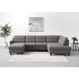 Sit & More Wohnlandschaft SIT & MORE "Far&ouml; U-Form", braun (schlamm), B:325cm H:90cm T:187cm, Sofas, Wohnlandschaft, inklusive Federkern, wahlweise mit Bettfunktion und Bettkasten