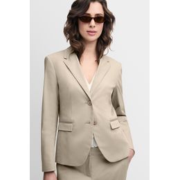 Jackenblazer Cinque "CILARNI", Damen, Gr. 44, beige, Web, Obermaterial: 64% Baumwolle, 33% Polyester, 3% Elasthan, slim fit h&uuml;ftlang, V-Ausschnitt, abgesteppte Kante, Blazer Jackenblazer, Reverskragen, Slim-Fit, Pattentaschen