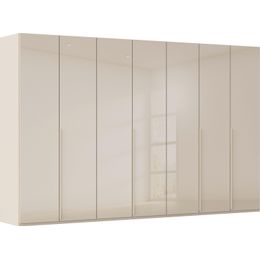 Dreht&uuml;renschrank Rauch "Kleiderschrank Schrank Garderobe W&auml;scheschrank BESTSELLER MONTCLAR", beige, glas beige (champagner), griffe champagner, B:350cm H:223cm T:60cm, Holzwerkstoff, Schr&auml;nke, Dreht&uuml;renschrank, Front in Glas/Hochglanz/Dekor/Grauspiegel in 5 Breiten MADE IN GERMANY
